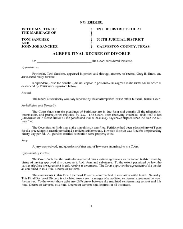 2023 Divorce Decree Form Fillable Printable PDF Forms Handypdf