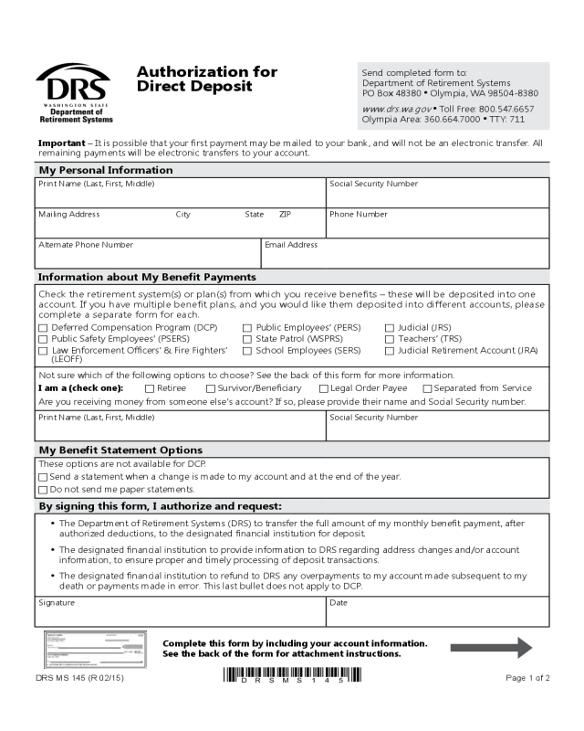 2023 Direct Deposit Form Fillable Printable PDF Forms Handypdf