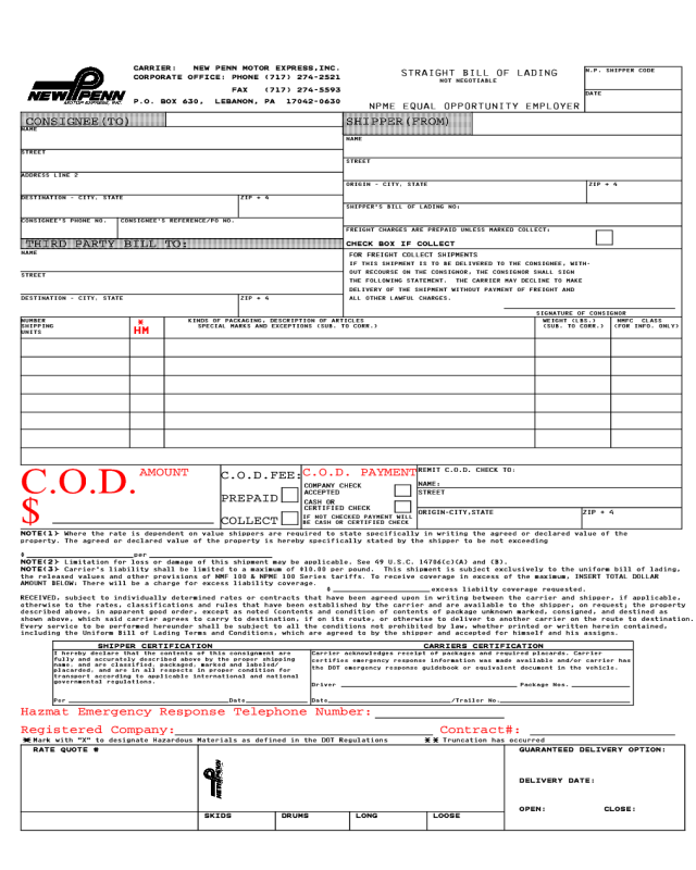 2023 Bill Of Lading Form Fillable Printable PDF Forms Handypdf