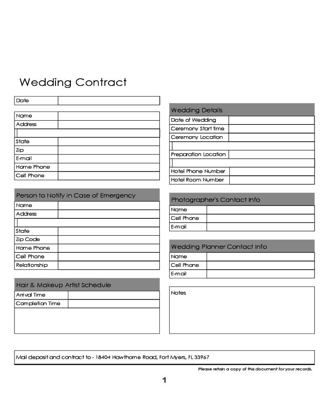 2023 Wedding Contract Template Fillable Printable PDF Forms Handypdf