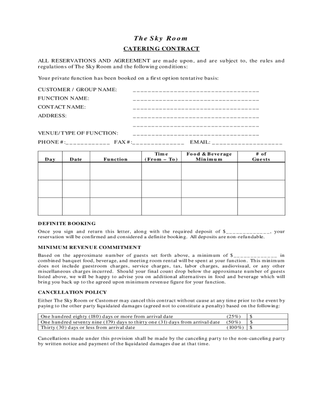 Catering Contract Format Edit Fill Sign Online Handypdf
