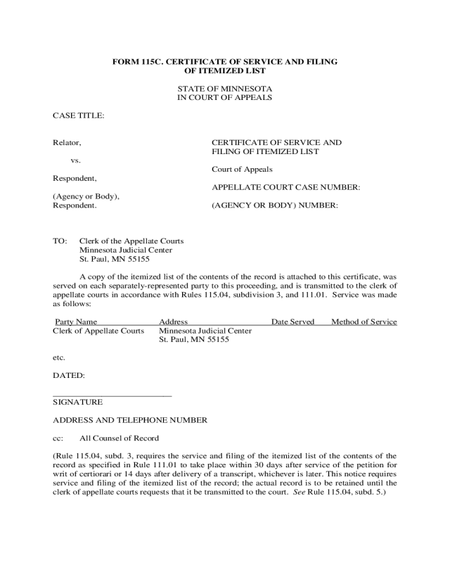2023 Certificate Of Service Form Fillable Printable PDF Forms