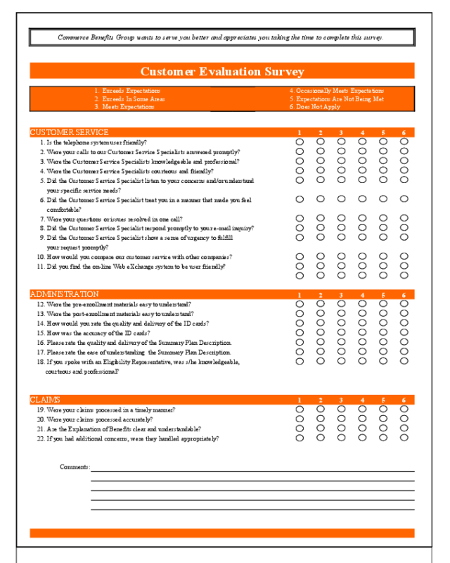 2024 Customer Evaluation Form Fillable Printable PDF Forms Handypdf