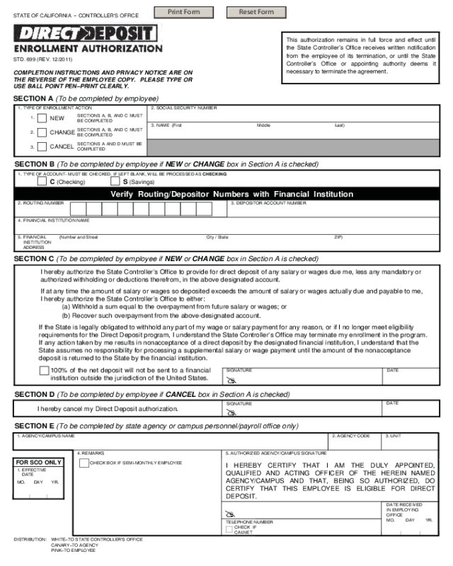 2022 Direct Deposit Form Fillable Printable PDF Forms Handypdf