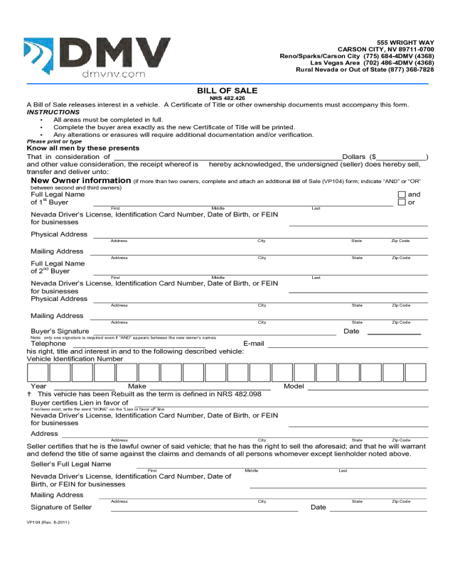 2018 DMV Bill Of Sale Form Fillable Printable PDF Forms Handypdf
