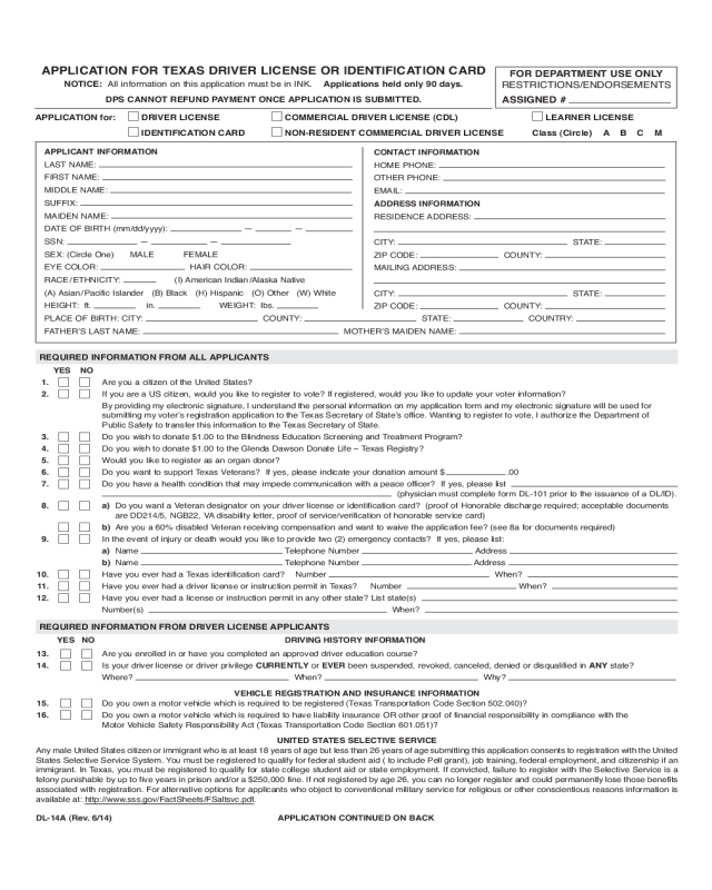 Texas Drivers License Application Online Lacozephe