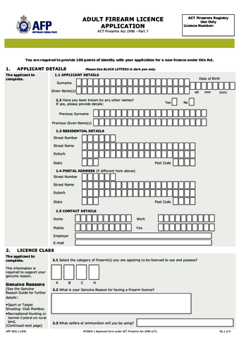 2025 Firearms Licence Application Form - Fillable, Printable PDF & Forms | Handypdf