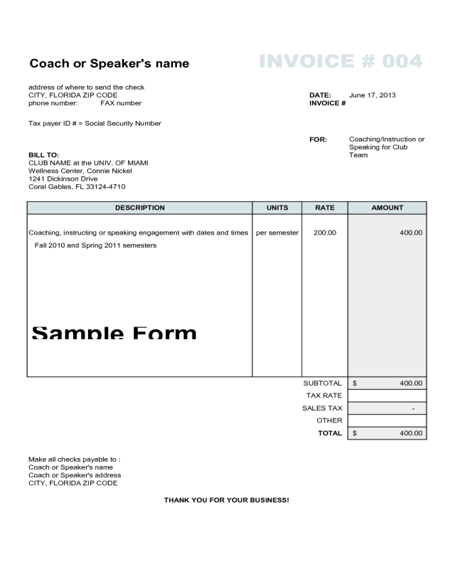 Speaker Invoice Template