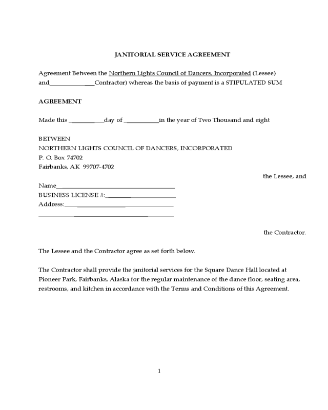 2023 Janitorial Contract Template Fillable Printable PDF Forms 