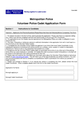 2025 Metropolitan Police Application Form - Fillable, Printable PDF & Forms | Handypdf