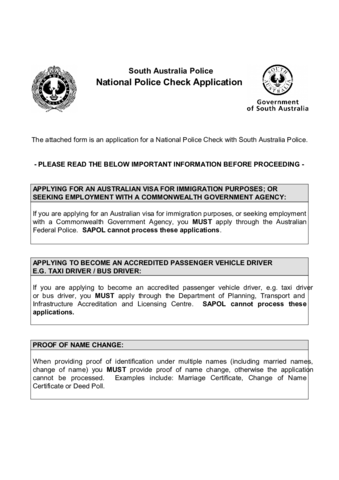 2025 Police Check Application Form - Fillable, Printable PDF & Forms | Handypdf