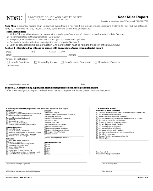 2024 Near Miss Reporting Form Fillable Printable PDF Forms Handypdf