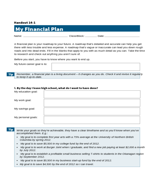2023 Financial Plan Template Fillable Printable PDF Forms Handypdf