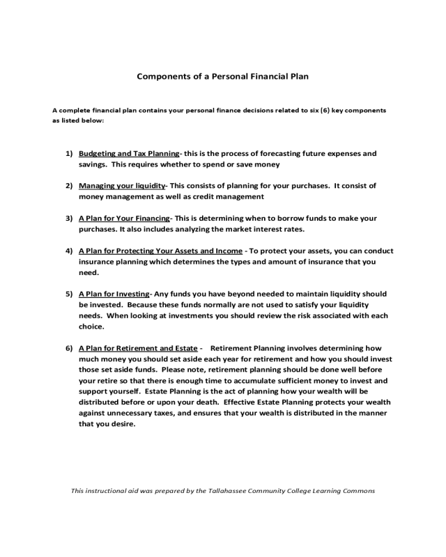 Personal Financial Plan Components Template Edit Fill Sign Online 