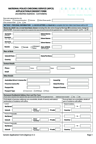 2025 Police Check Application Form - Fillable, Printable PDF & Forms | Handypdf