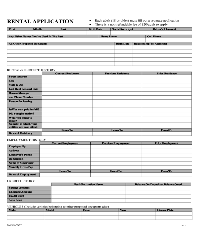 Rental Application Sample Template Edit Fill Sign Online Handypdf