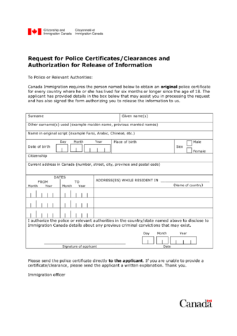 2025 Police Certificate Form - Fillable, Printable PDF & Forms | Handypdf