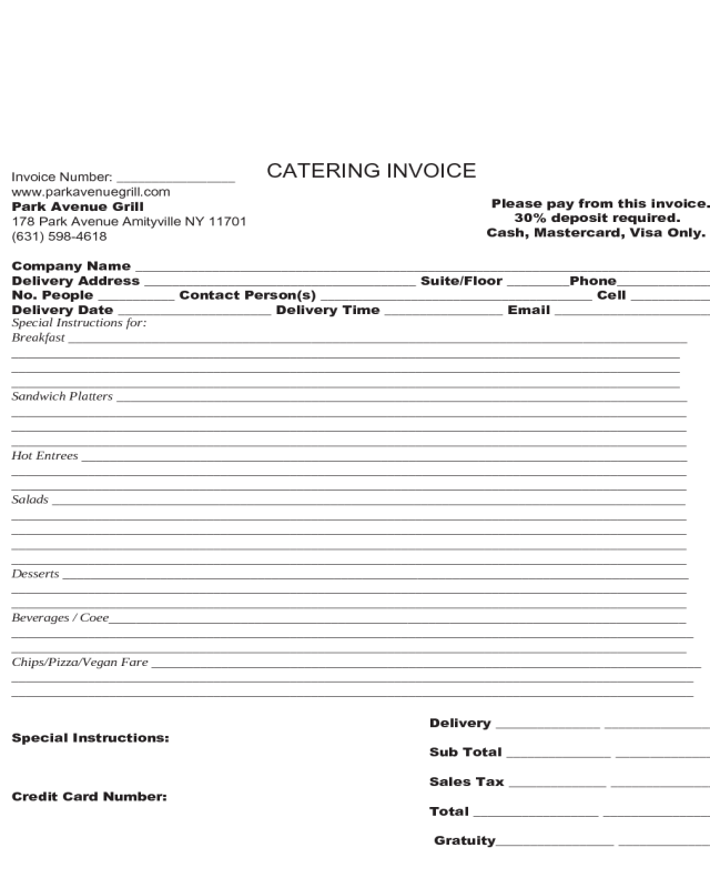 2023 Catering Invoice Template Fillable Printable PDF Forms Handypdf
