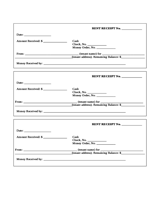 2025 Rent Receipt Form Fillable Printable PDF Forms Handypdf