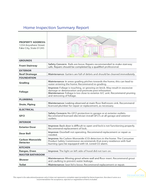 Sample Home Inspection Summary Report Edit Fill Sign Online Handypdf