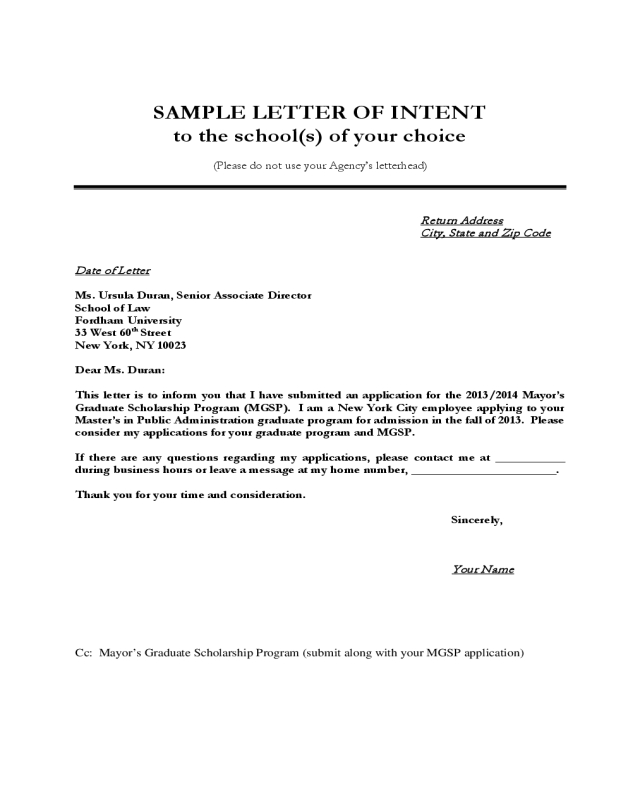 Sample Letter Of Intent For Employee For Your Needs Letter Template 