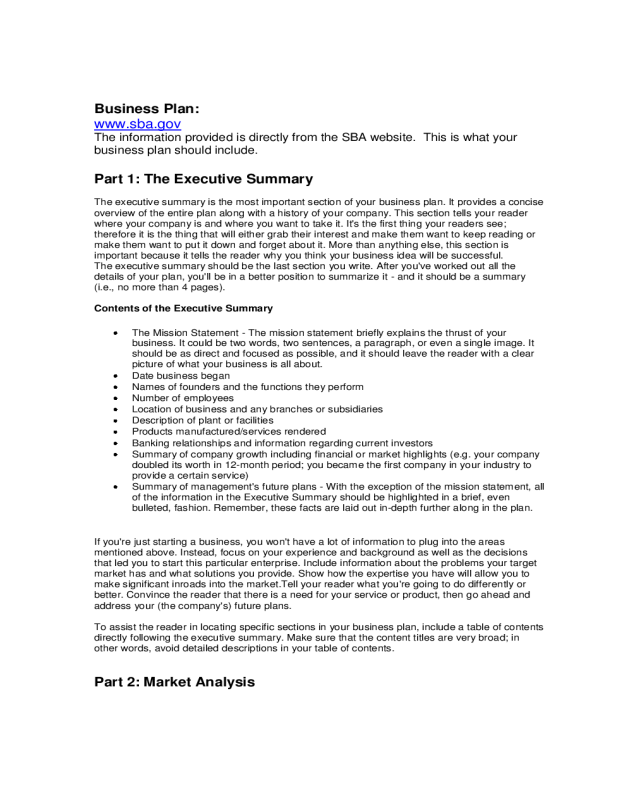 SBA Business Plan Template Edit Fill Sign Online Handypdf