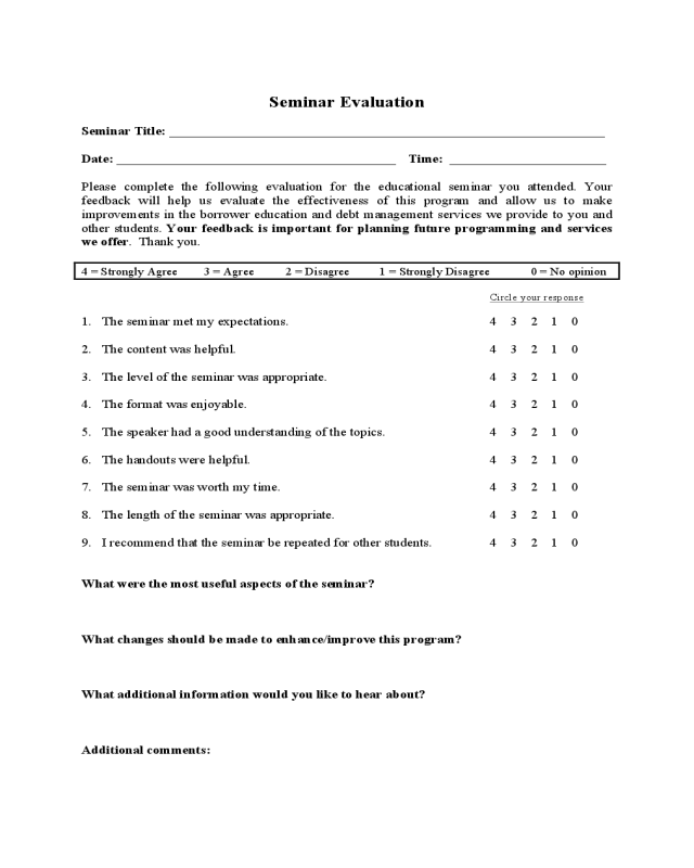 2023 Seminar Evaluation Form Fillable Printable PDF Forms Handypdf