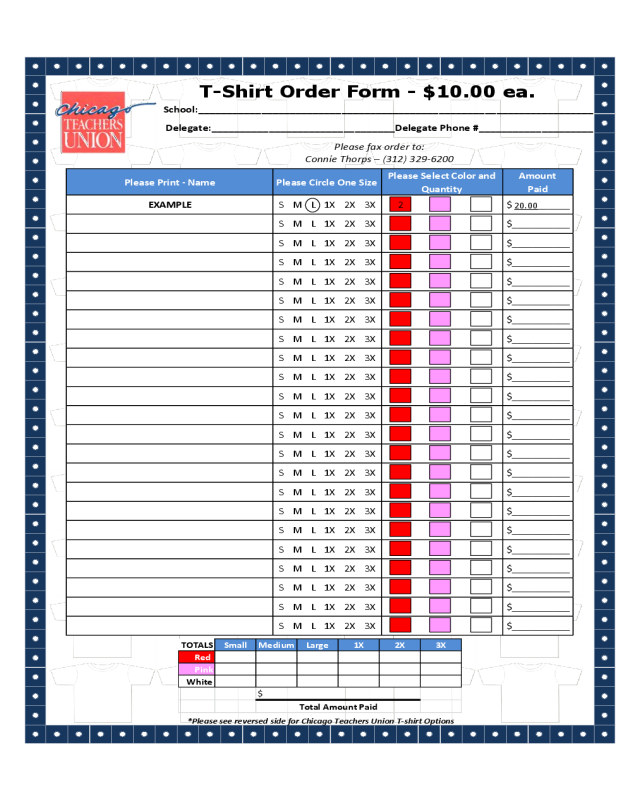 2023 T Shirt Order Form Fillable Printable PDF Forms Handypdf
