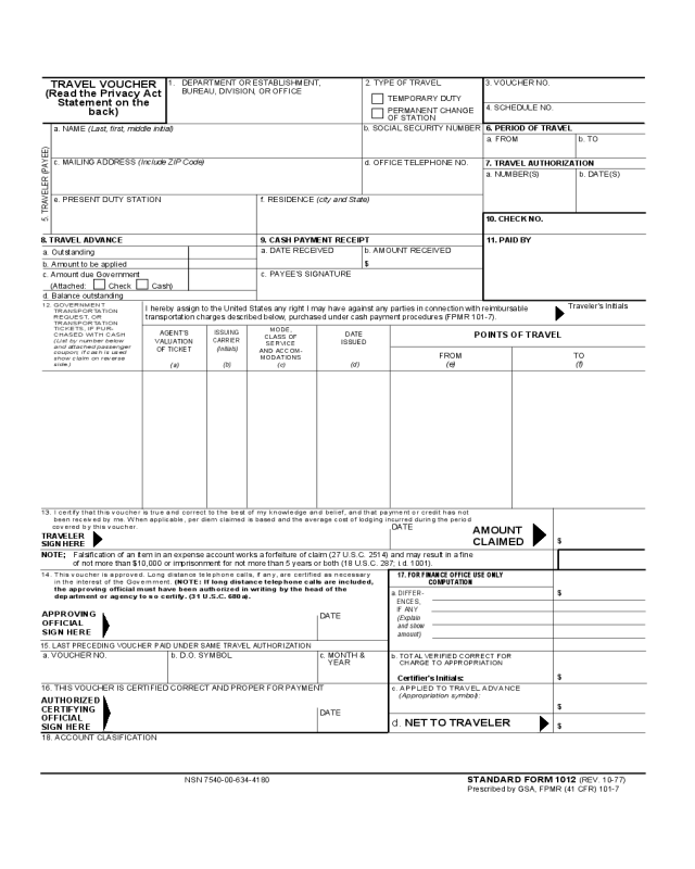 2022 Travel Voucher Form Fillable Printable PDF Forms Handypdf