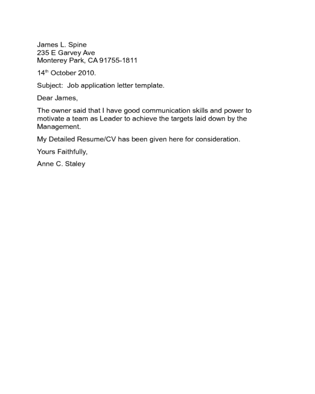 Job Application Letter Sample Edit Fill Sign Online Handypdf