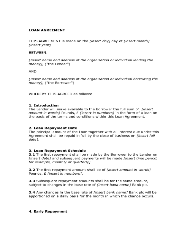 2025 Loan Agreement Form Fillable Printable PDF Forms Handypdf