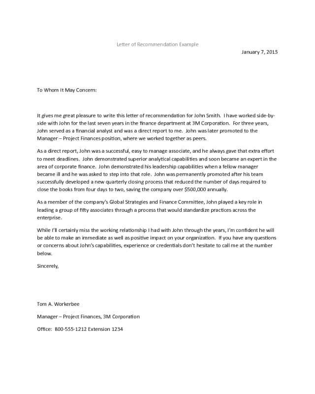 Recommendation Letter Example For Job Collection Letter Template 