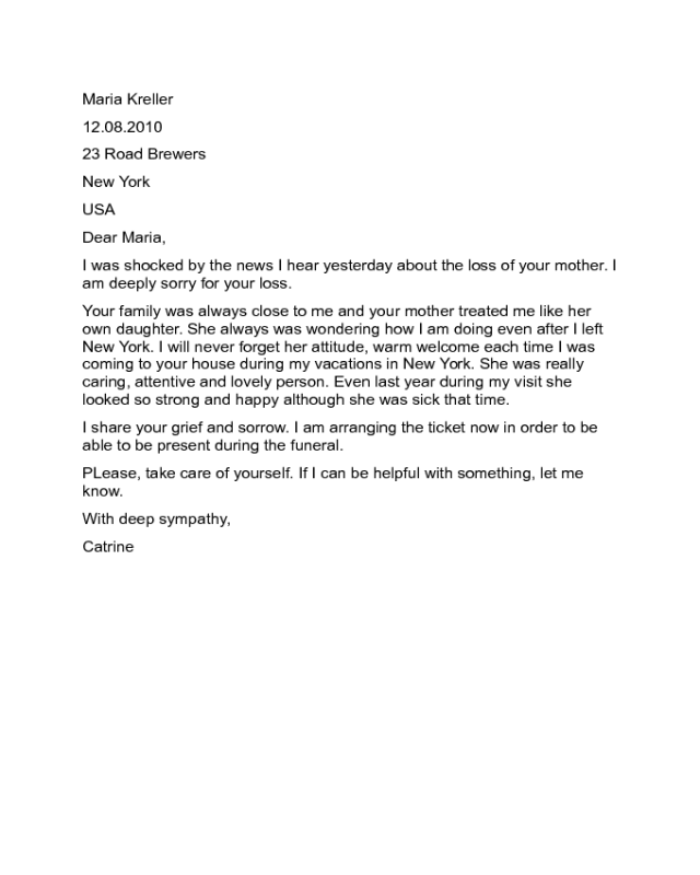 Condolence Letter For Loss Of Wife For Your Needs Letter Template