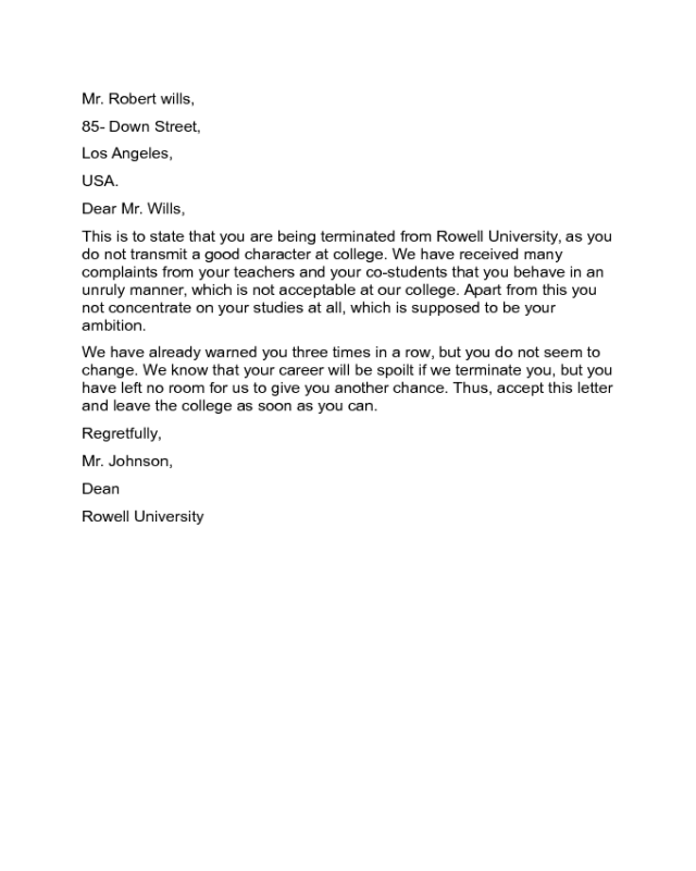 Student Dismissal Appeal Letter Template
