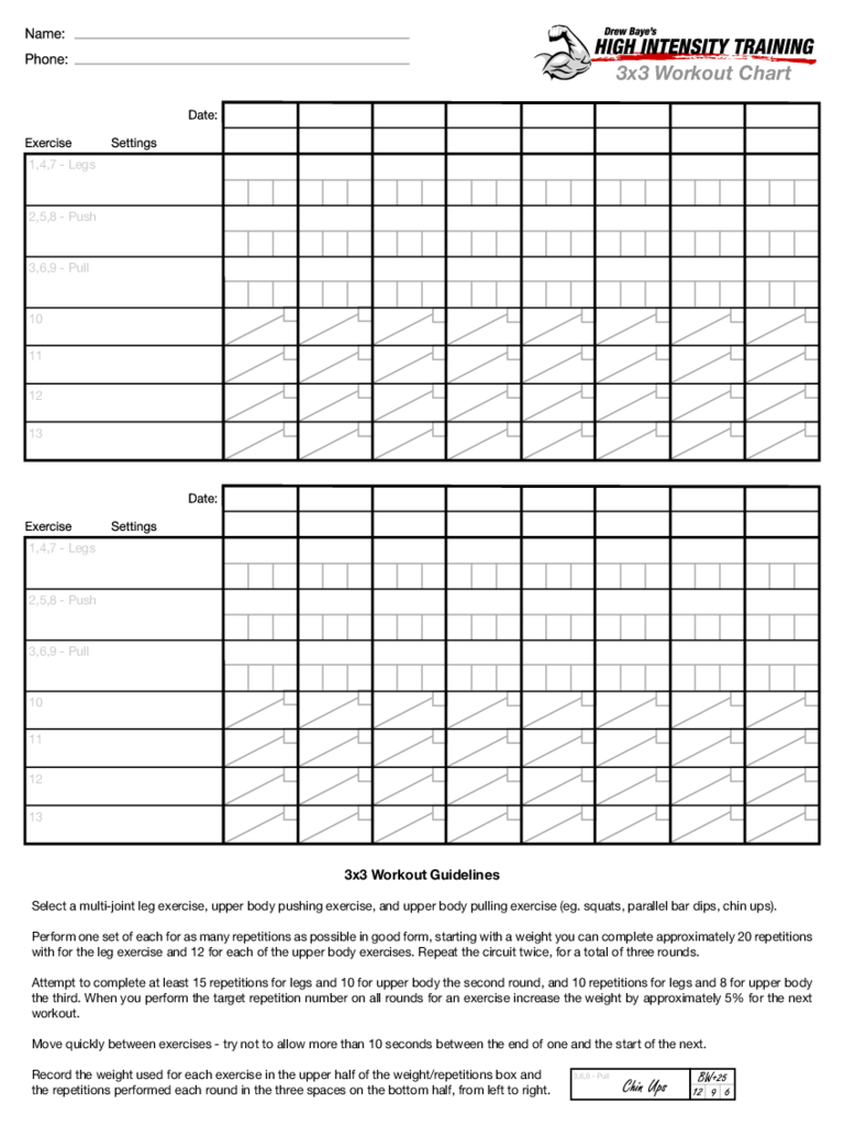 2023 Workout Chart Fillable Printable PDF Forms Handypdf