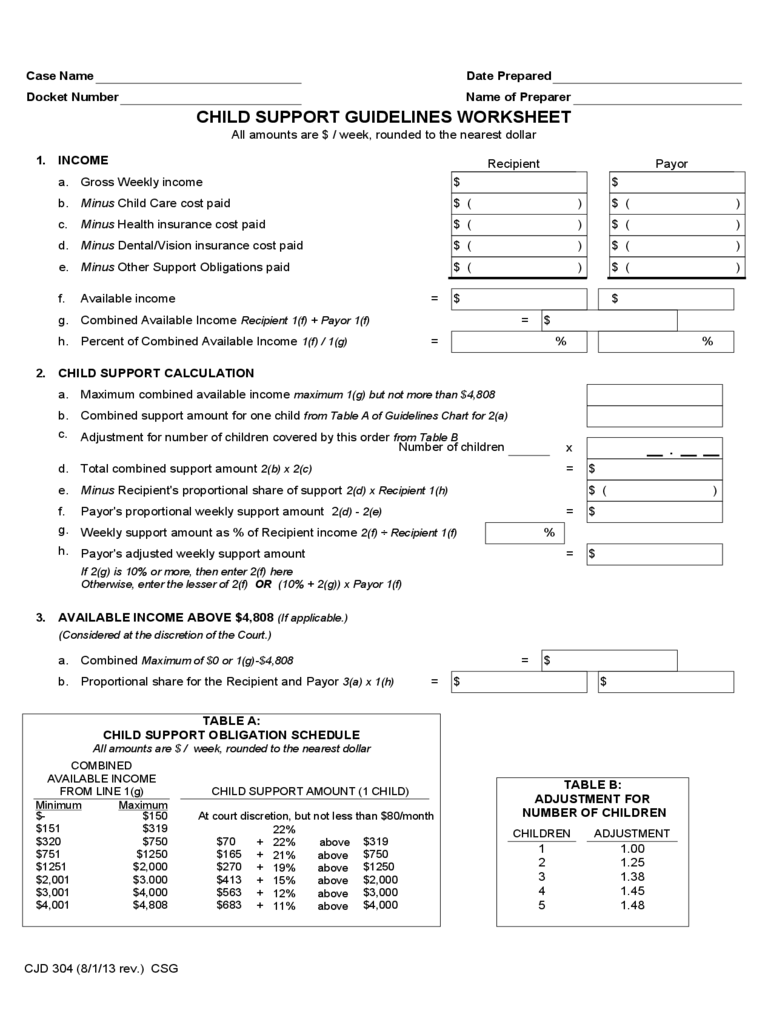 2024 Child Support Form Fillable Printable PDF Forms Handypdf