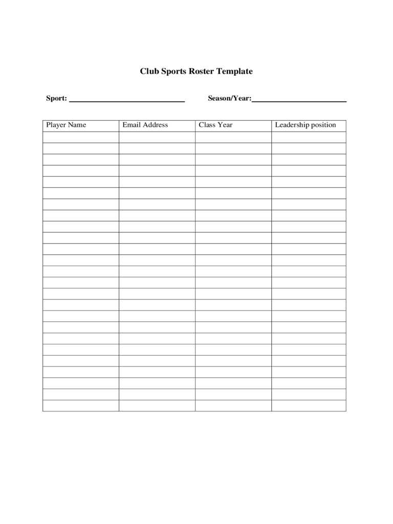 2023 Roster Template Fillable Printable PDF Forms Handypdf