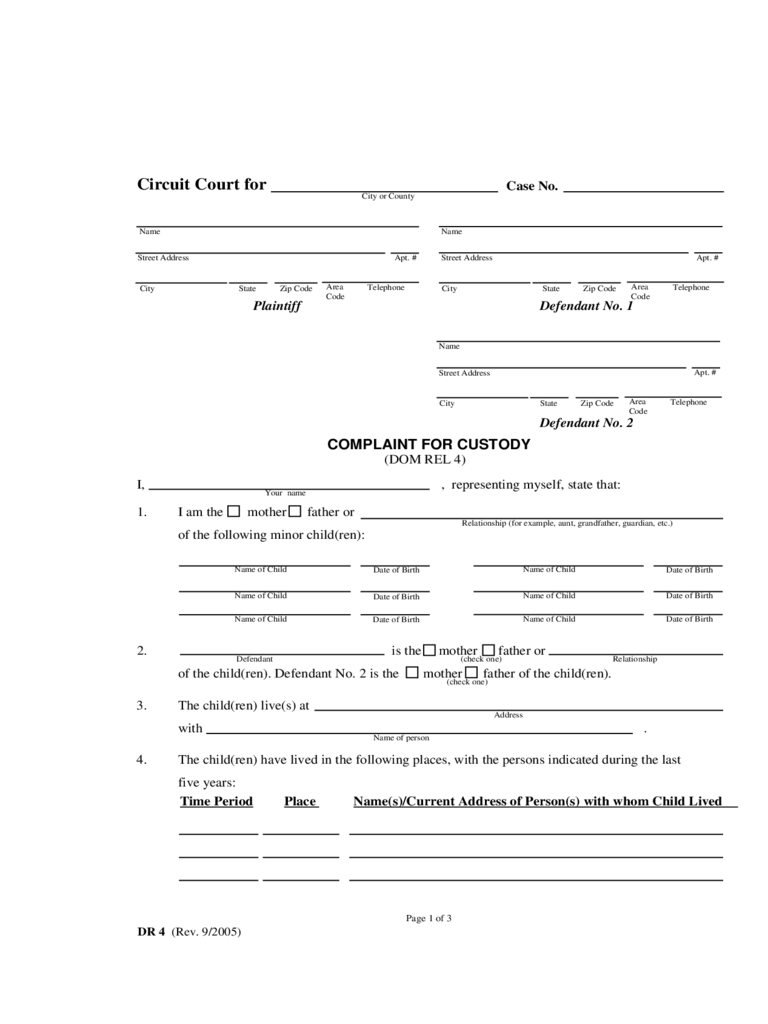 2023 Child Custody Form Fillable Printable PDF Forms Handypdf