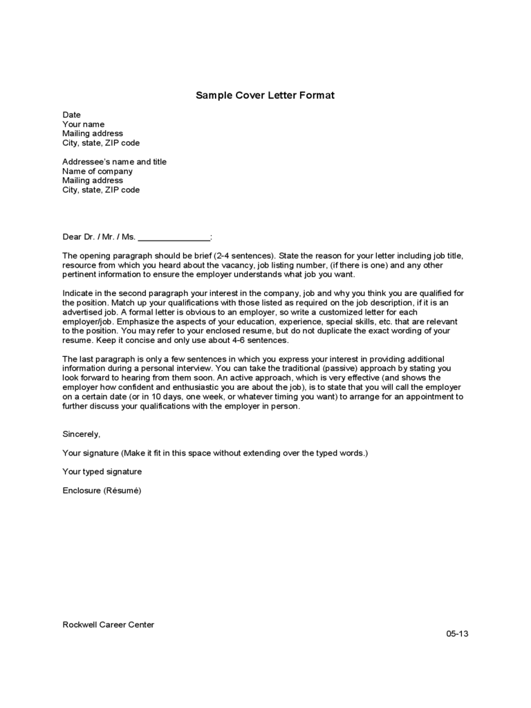 Cover Letter Format Template Edit Fill Sign Online Handypdf