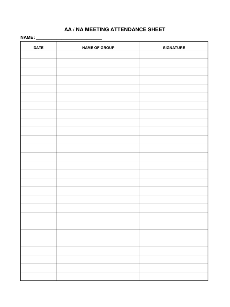 2024 Attendance Sheet Fillable Printable PDF Forms Handypdf