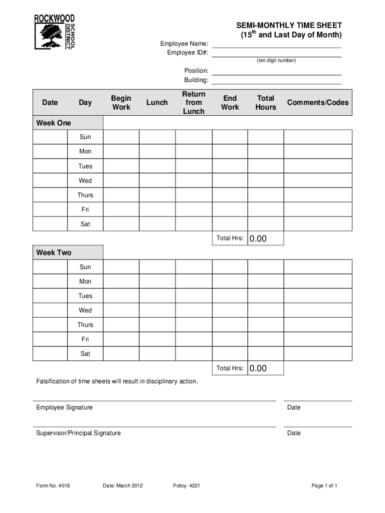2023 Monthly Timesheet Template Fillable Printable PDF Forms 