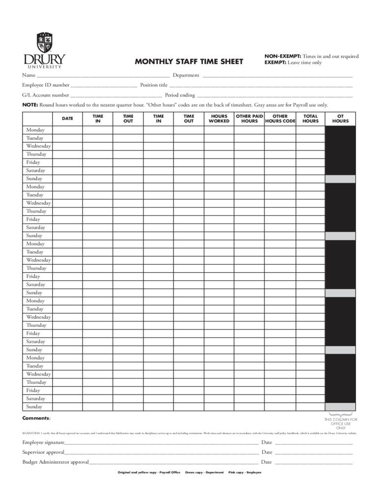 2023 Monthly Timesheet Template Fillable Printable PDF Forms 