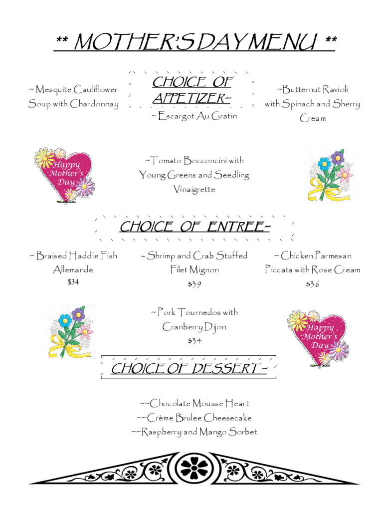 2024 Mother s Day Menu Template Fillable Printable PDF Forms Handypdf