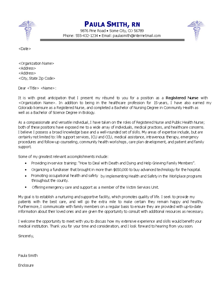 Nursing Cover Letter Sample Edit Fill Sign Online Handypdf