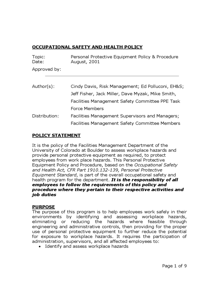 Ohs Policy Statement Free Template Printable Templates