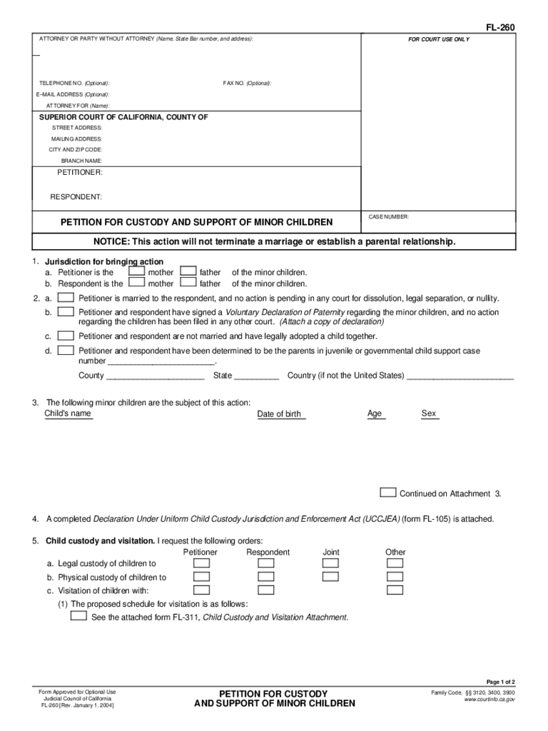 2024 Child Custody Form Fillable Printable PDF Forms Handypdf