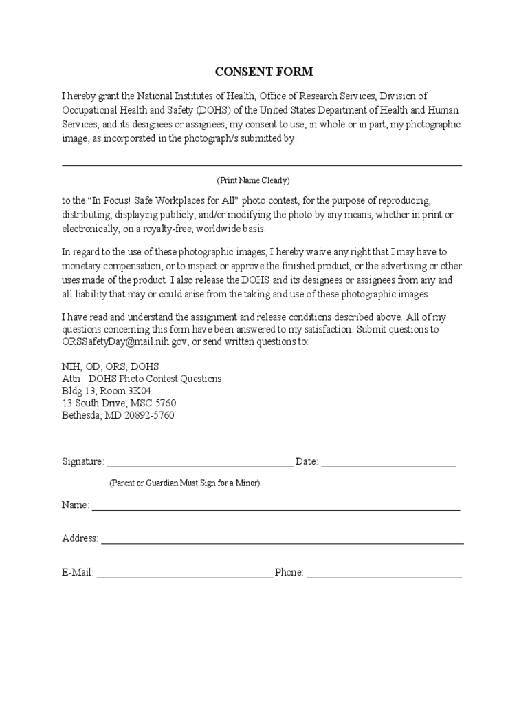 Printable Photography Consent Form Template Printable Templates