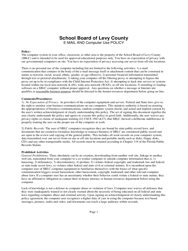 2023 Email Policy Template Fillable Printable PDF Forms Handypdf