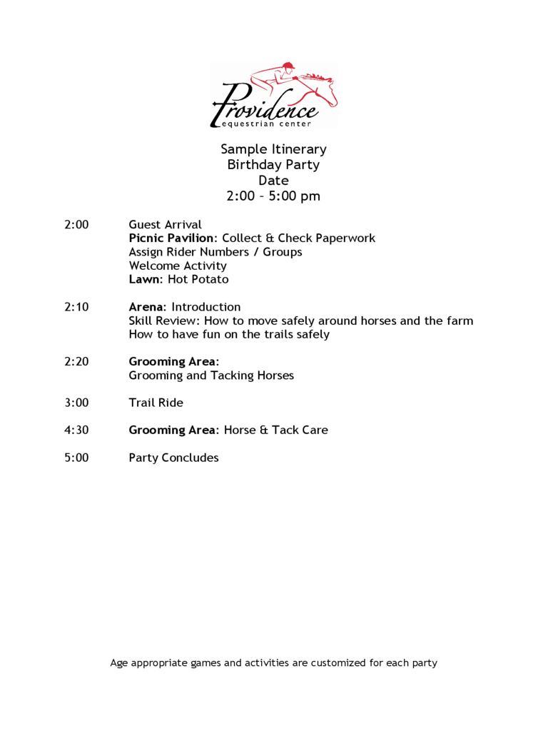 2023 Birthday Itinerary Template Fillable Printable PDF Forms 
