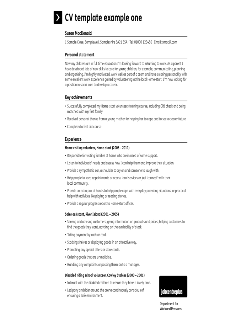 2023 Simple CV Template Fillable Printable PDF Forms Handypdf